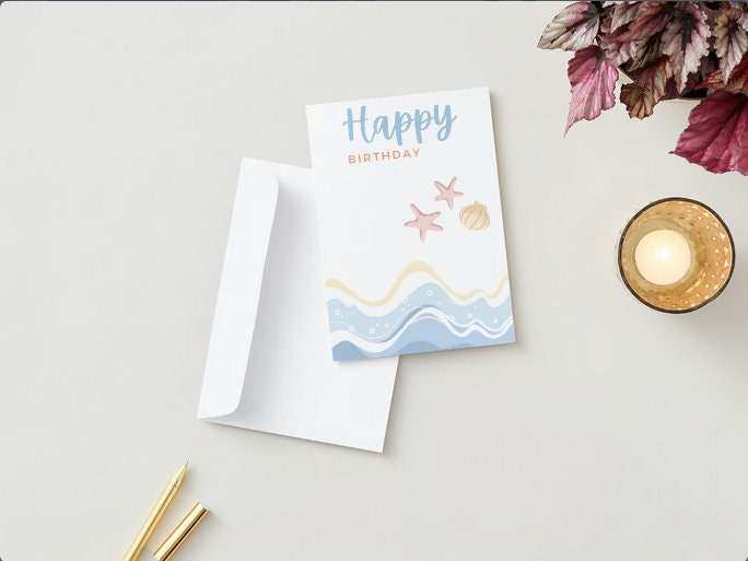 Ocean Themed Birthday Card digital Download - Etsy