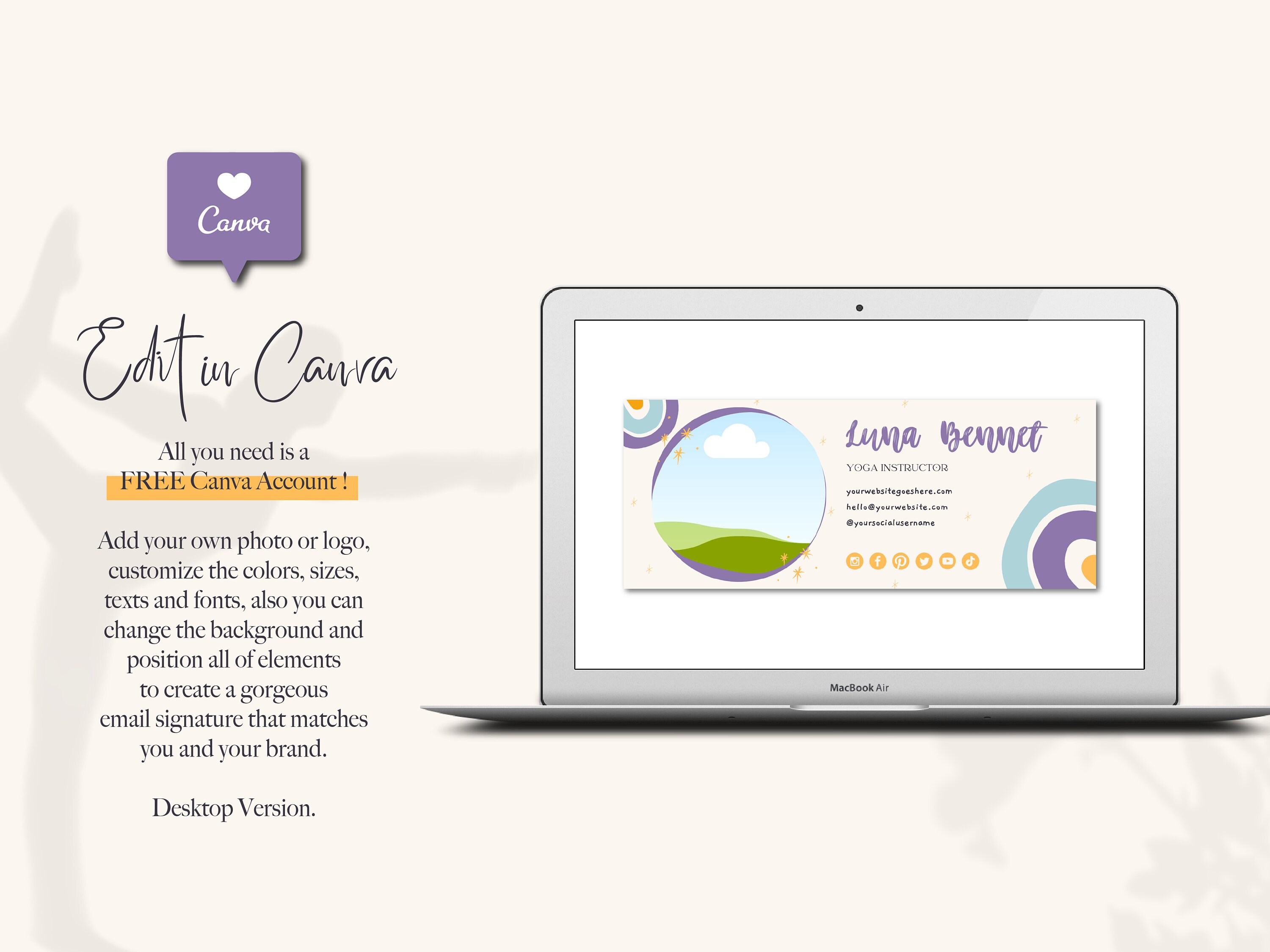 Yoga Email Signature Template Canva Email Signature Design Signature ...