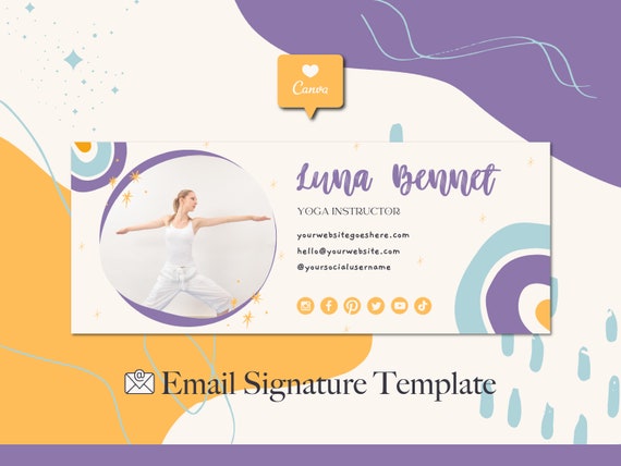 Yoga Email Signature Template Canva Email Signature Design | Etsy