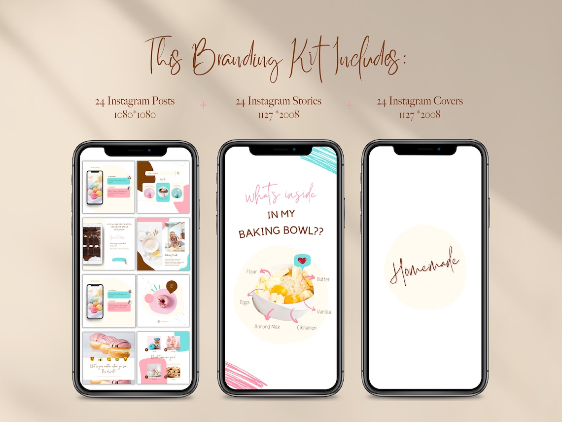 Instagram Branding Kit Brand Identity Kit IG Bakery - Etsy