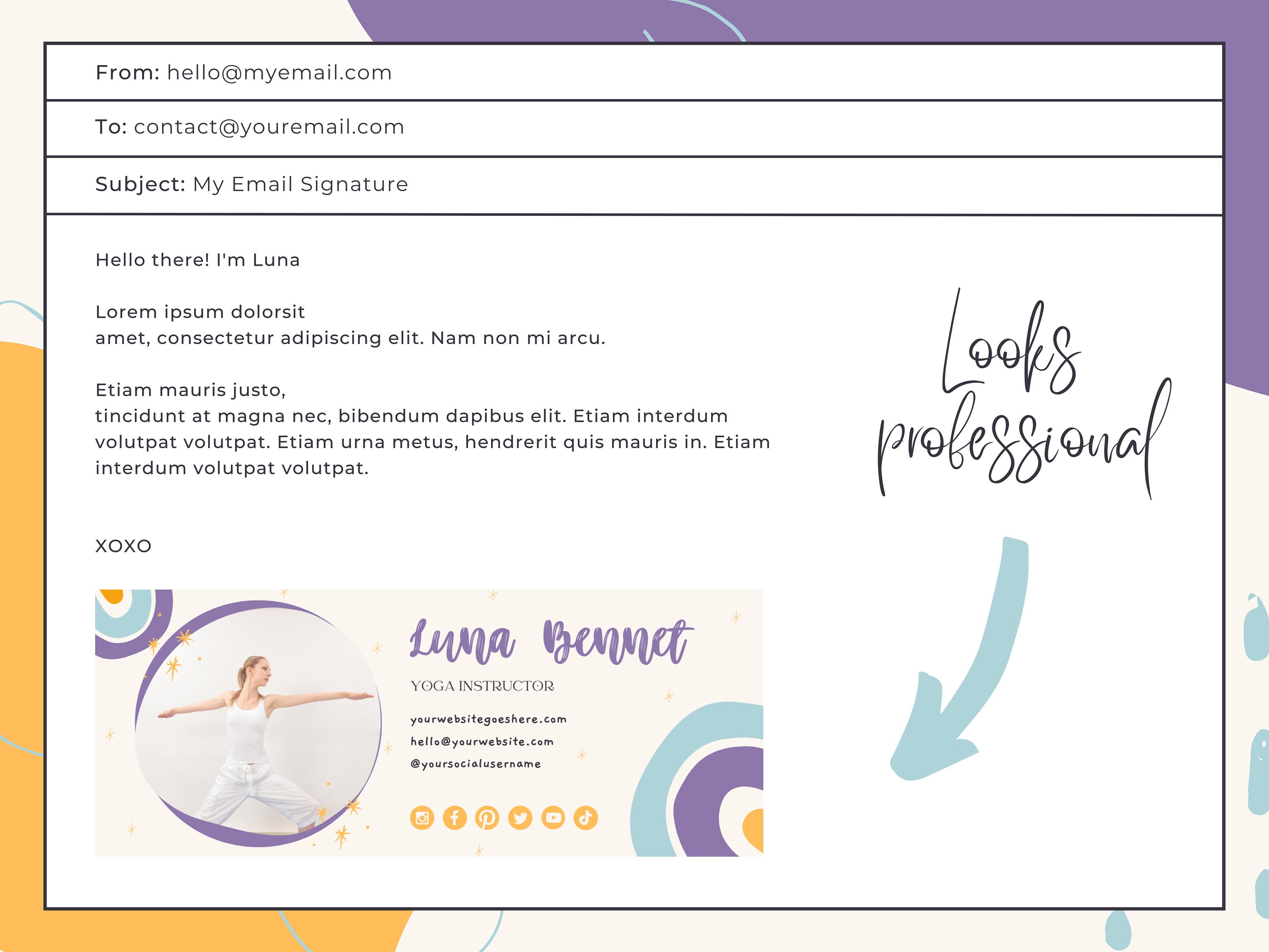 Yoga Email Signature Template Canva Email Signature Design Signature ...