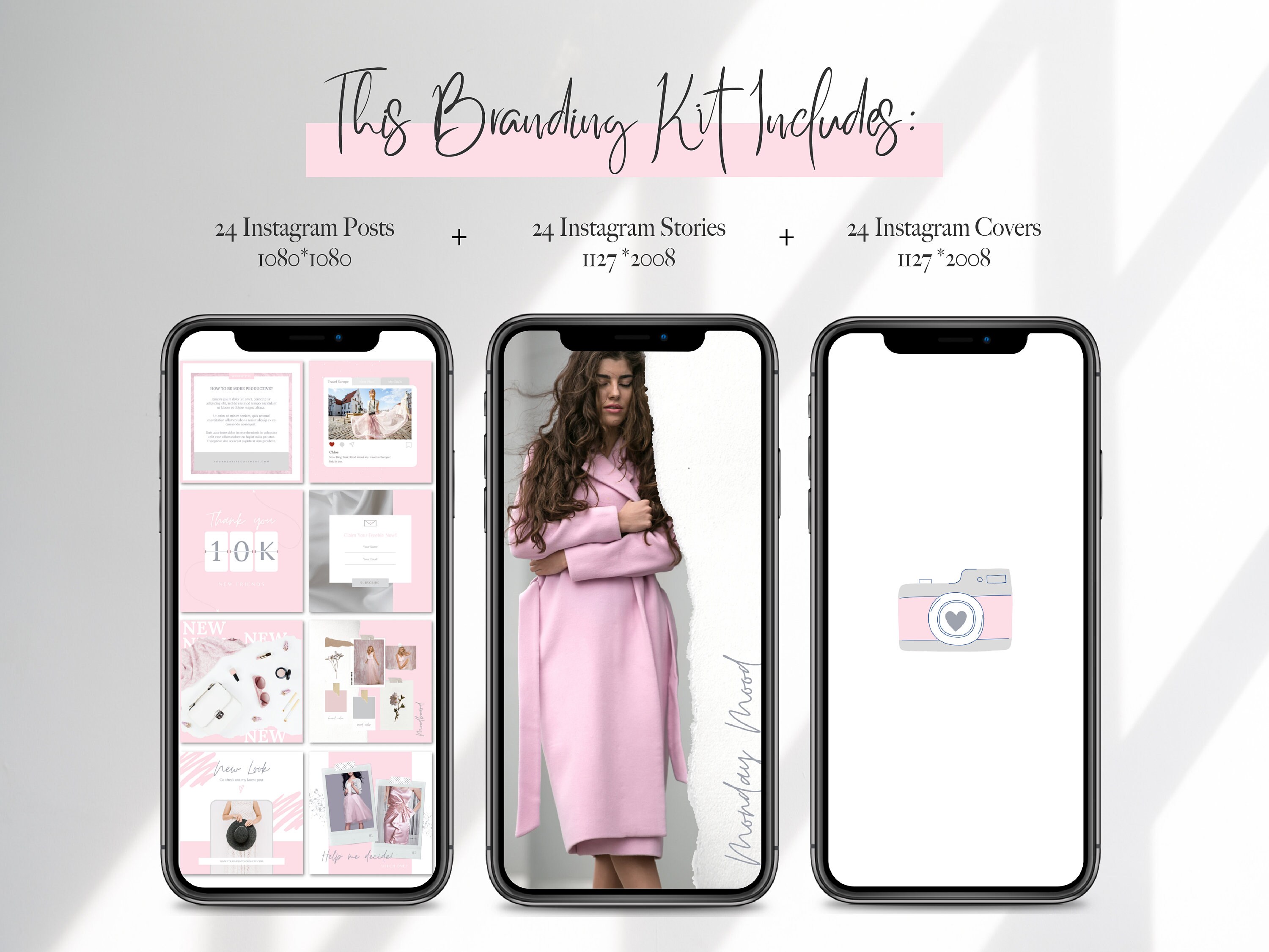 Instagram Branding Kit Pink Minimalist Instagram Branding - Etsy