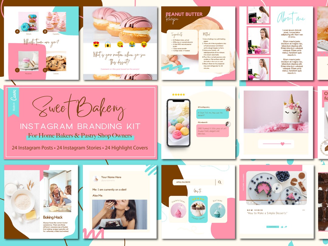 Instagram Branding Kit Brand Identity Kit IG Bakery Branding Kit Insta ...