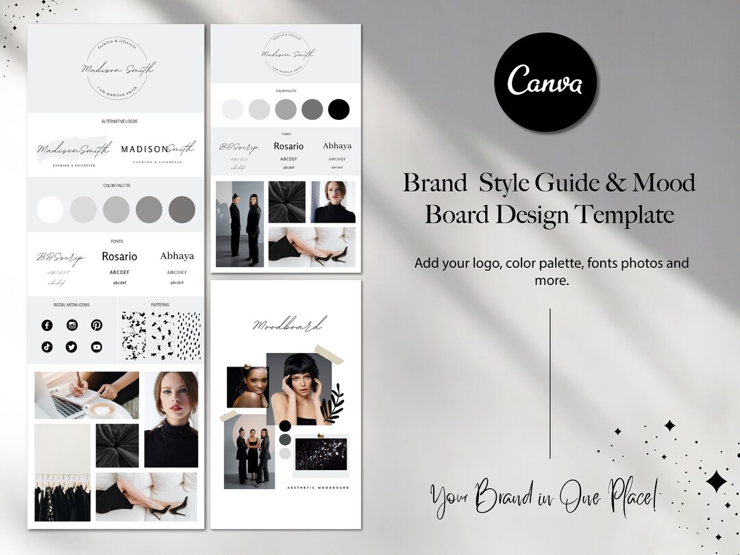 Brand Style Guide and Mood Board Design Template Canva Brand Board ...