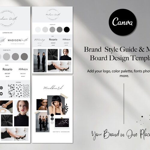 Brand Style Guide and Mood Board Design Template Canva Brand - Etsy