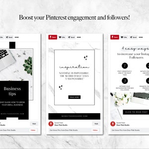 Black and White Pinterest Pin Templates Editable Pinterest Pin Template ...