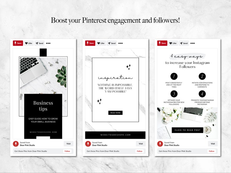 Black and White Pinterest Pin Templates Editable Pinterest Pin Template ...