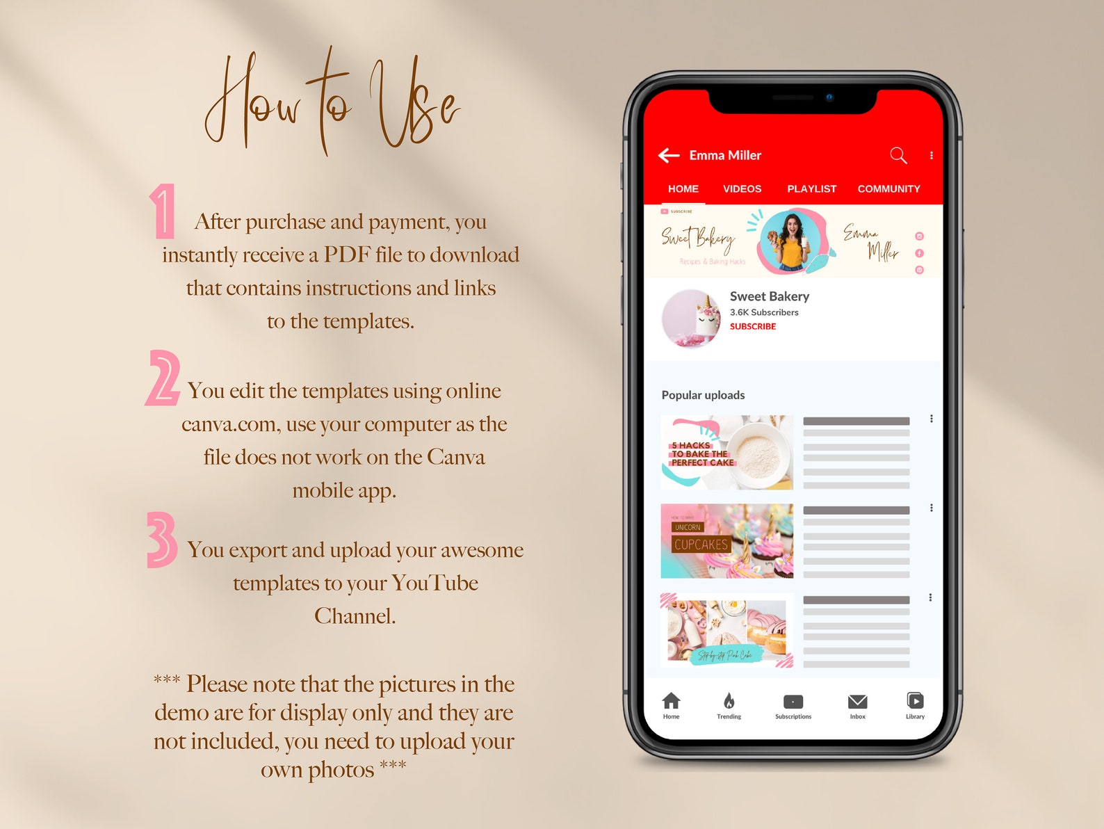 Youtube Bakery Branding Kit Personalized Banner, Intro, Outro ...