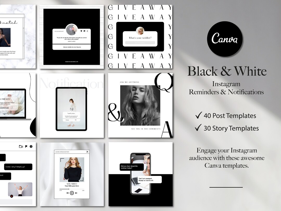 Black and White Branding Bundle Instagram Branding Kit - Etsy Canada