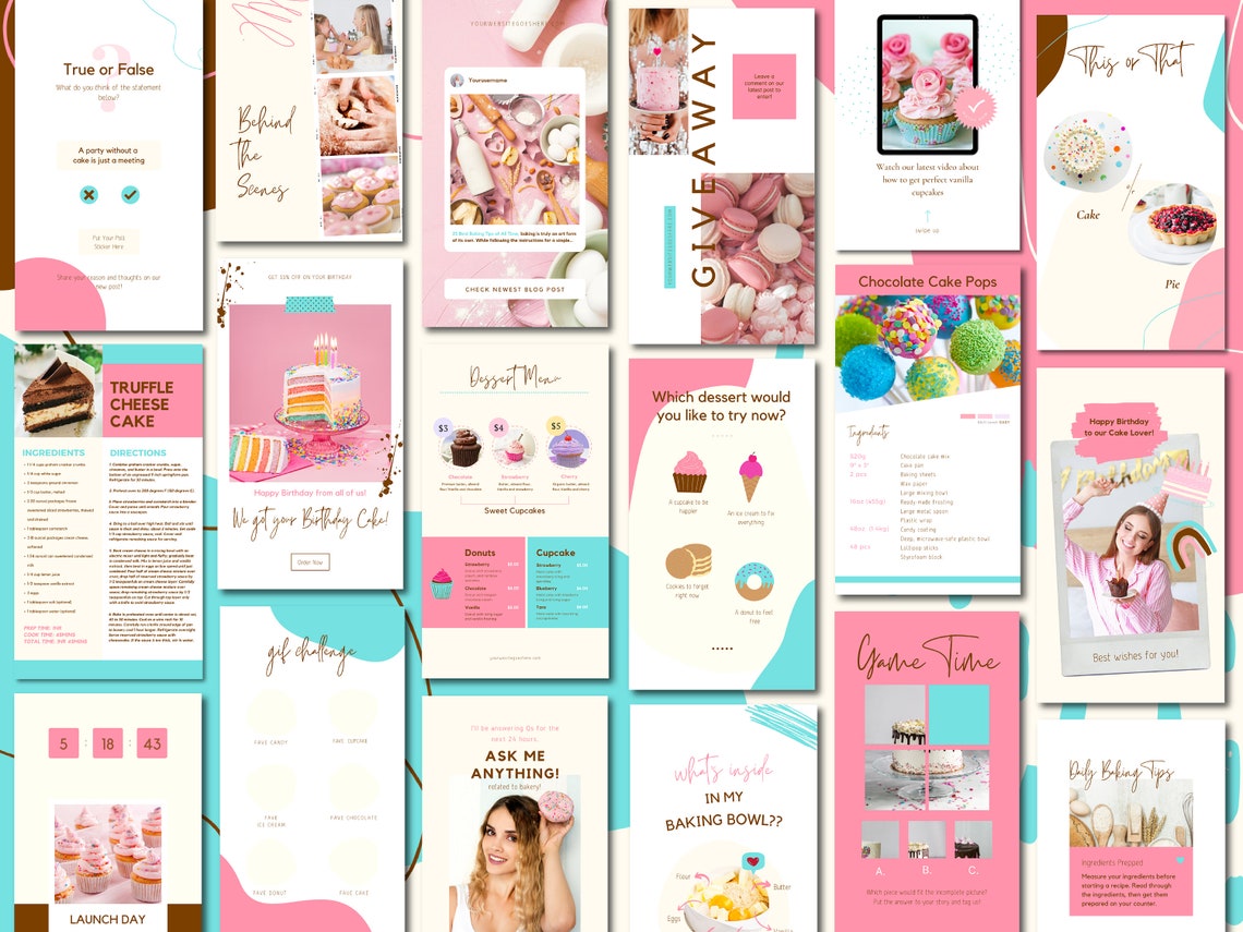 Instagram Branding Kit Brand Identity Kit IG Bakery - Etsy