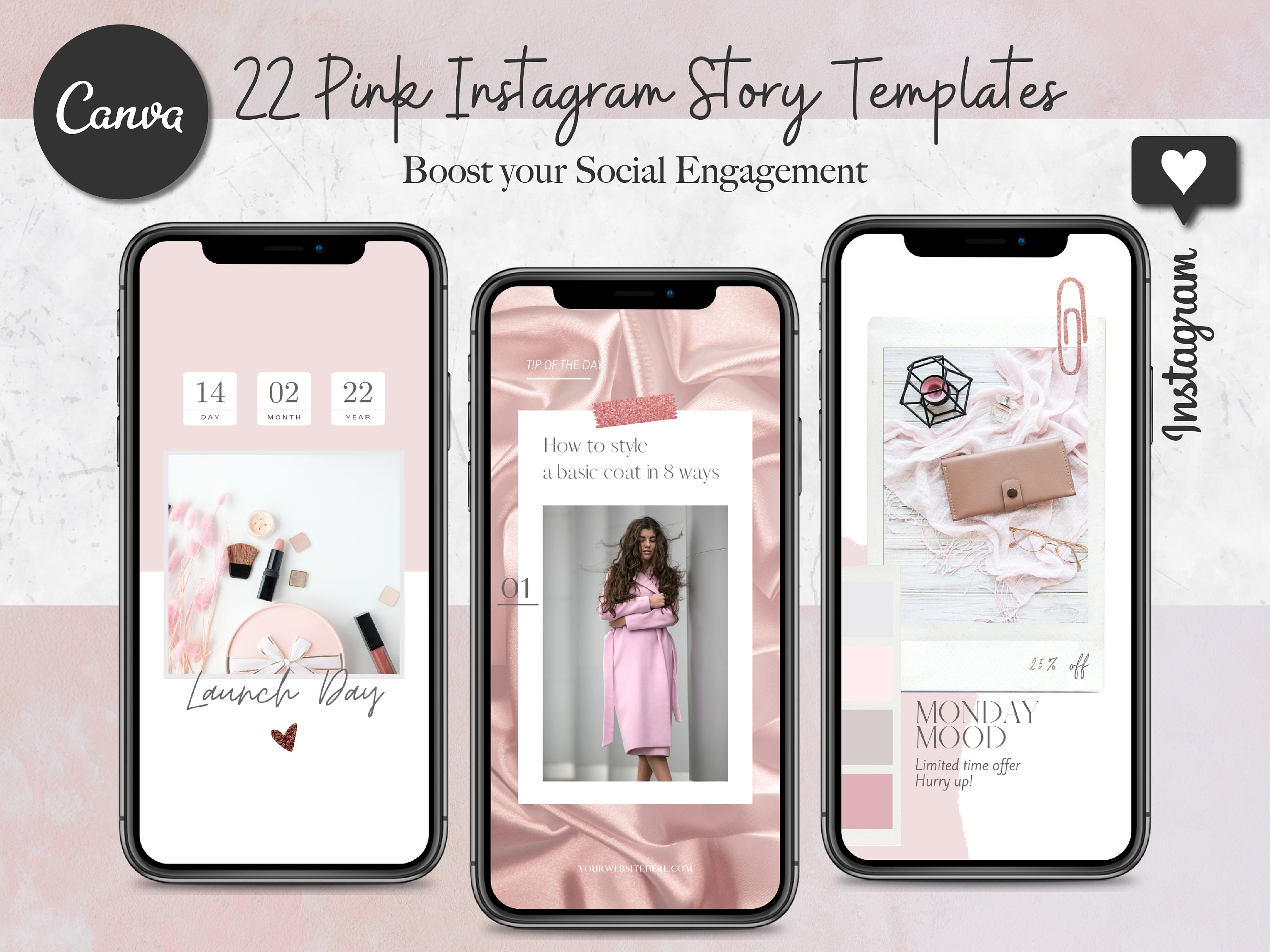 Instagram Story Templates Pink Instagram Story Template | Etsy