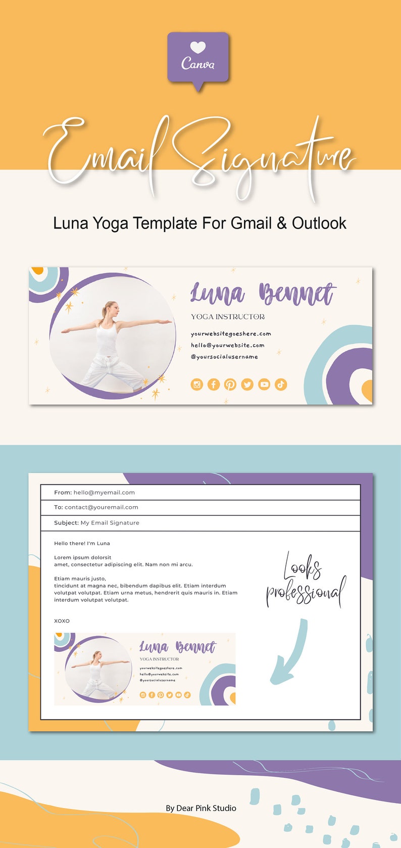 Yoga Email Signature Template Canva Email Signature Design Signature ...