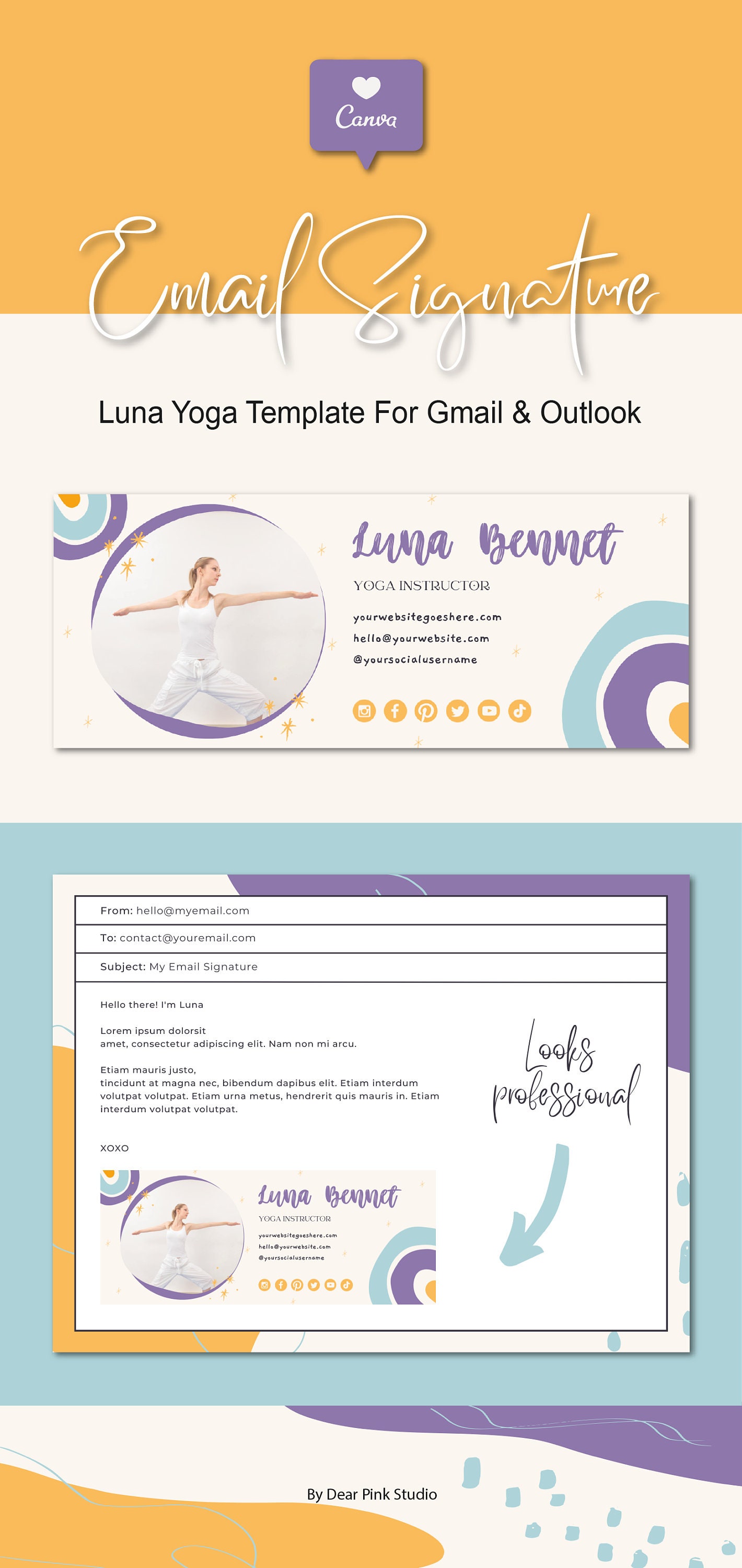 Yoga Email Signature Template Canva Email Signature Design Signature ...