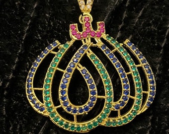 Gold-plated Allah Calligraphy Heart Pendant Necklace - Etsy