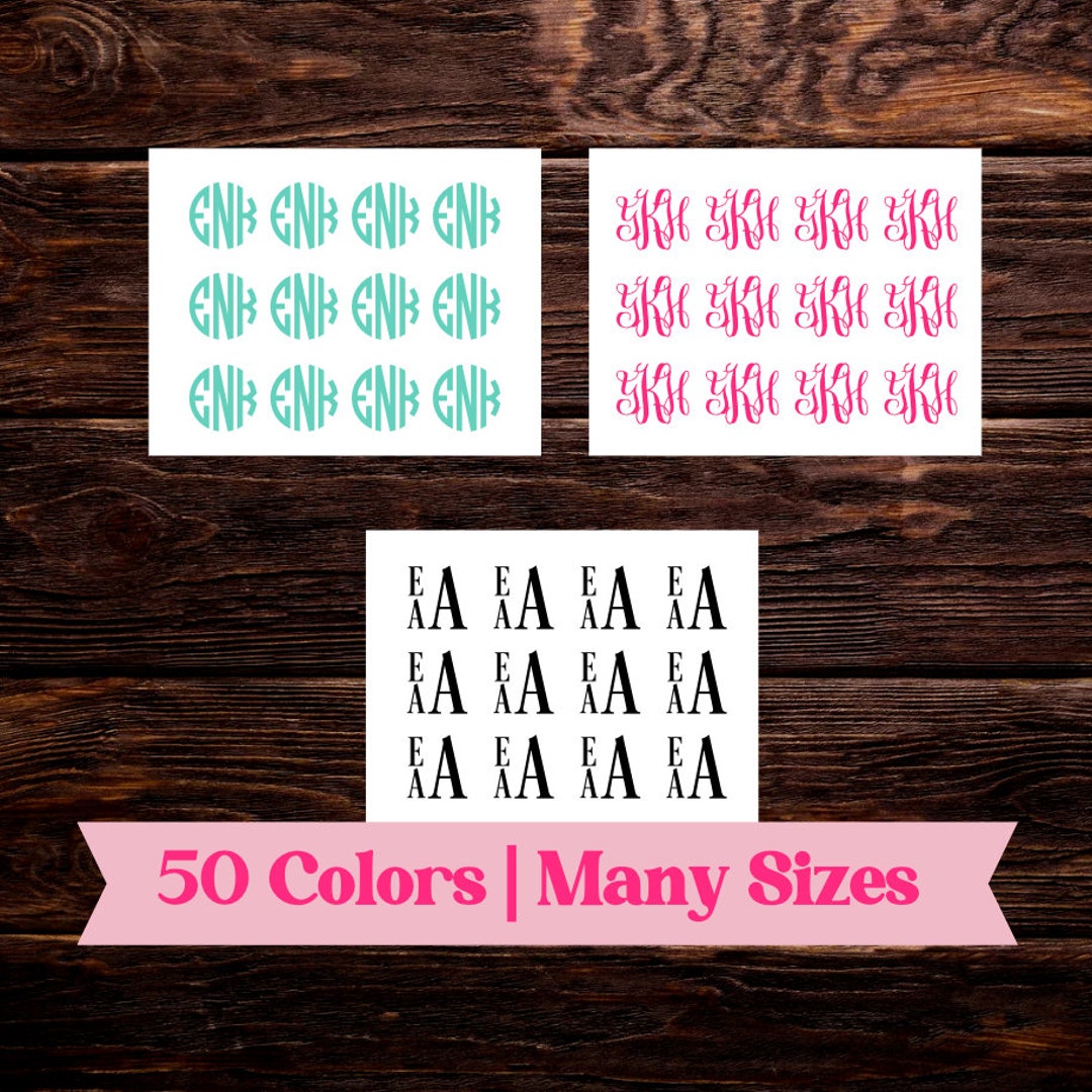 Monogram Decal Sheet, Monogram Bundle, Circle Monogram, Back to School ...
