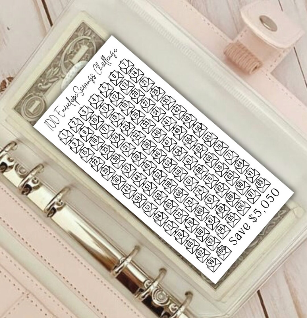 100 Envelope Savings Challenge Trackers Cash Stuffing Savings Tracker ...