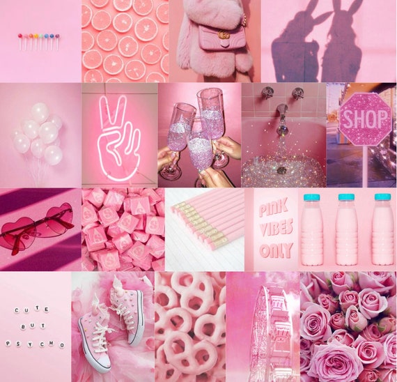 60 Pink Photo Wall Collage Kit Instant Digital Digital Etsy
