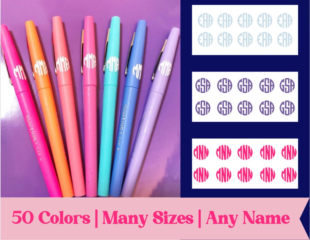 Monogram for Pens Pencils Highlighters, School Supplies, Pen Decals ...