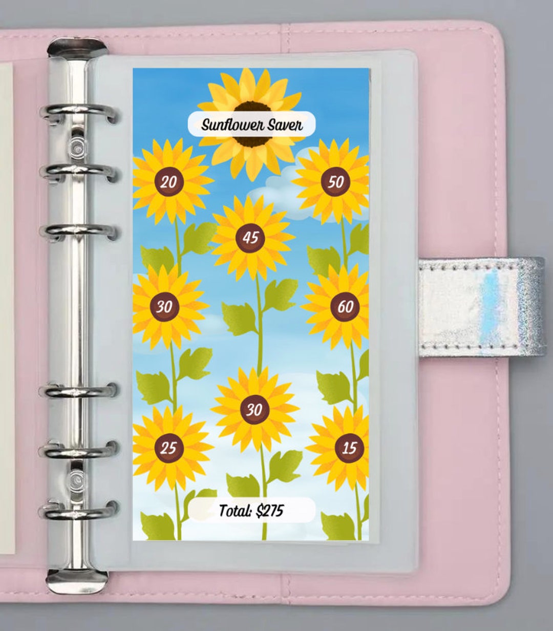 Sunflower Challenge Trackers Cash Stuffing Savings Tracker for A6 ...