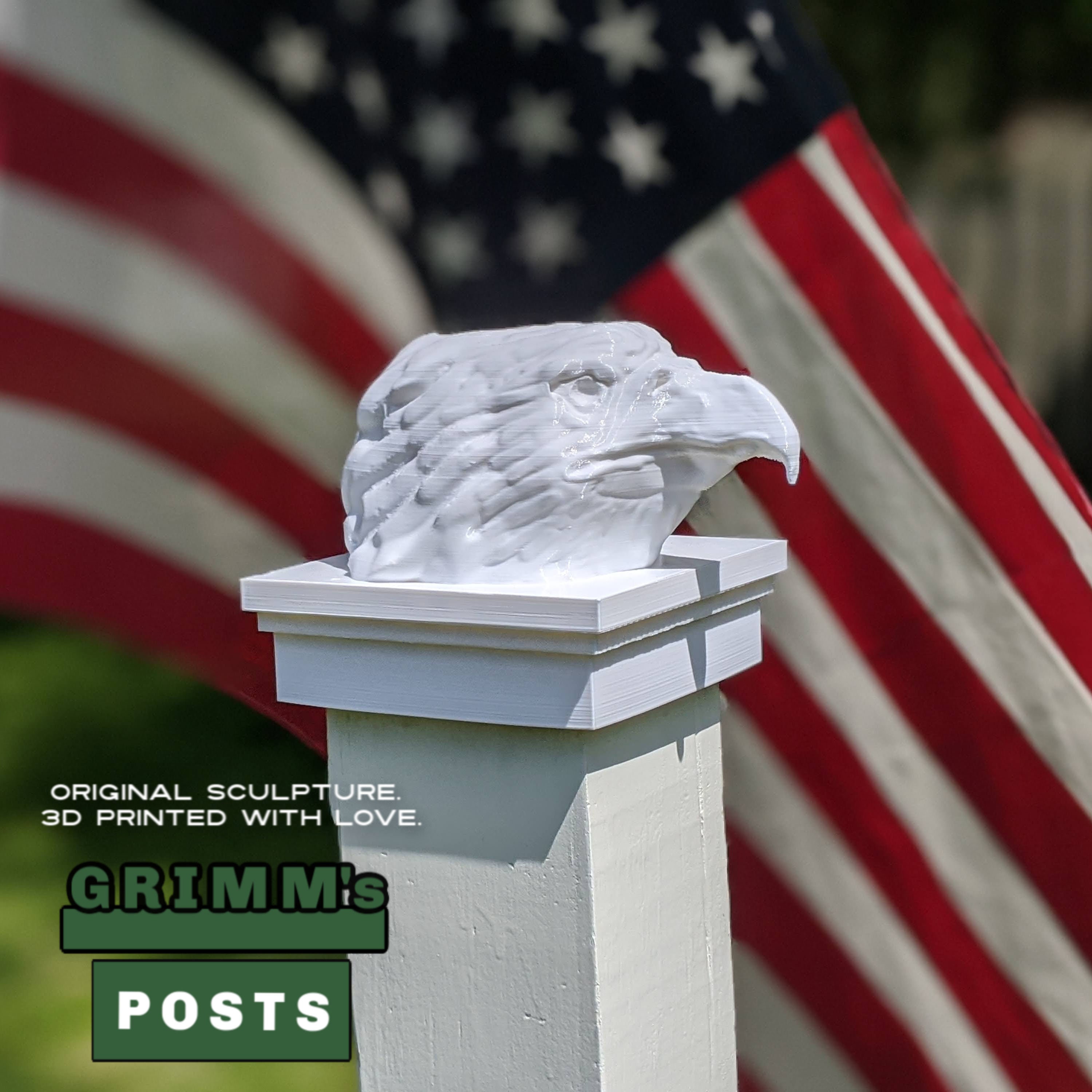 Bald Eagle 4x4 or 6x6 Post Cap | Wood or White | Patriotic Gift ...