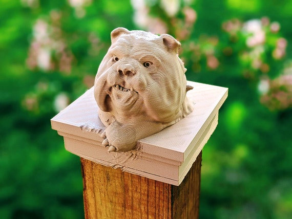 Bulldog Mascot 4x4 or 6x6 Post Cap Wood or White School | Etsy