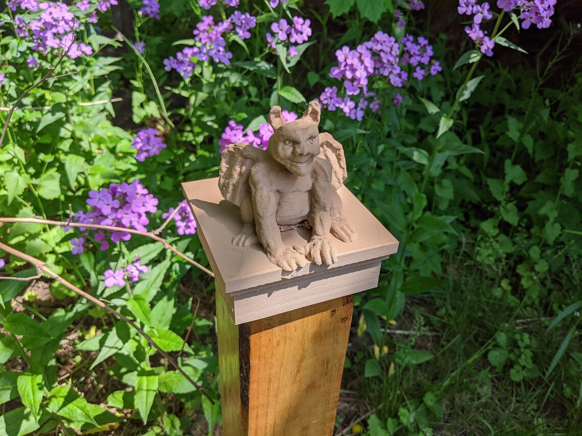 Gargoyle 4x4 or 6x6 Post Cap Wood or White Gargoyle Gift Outdoor Decor ...