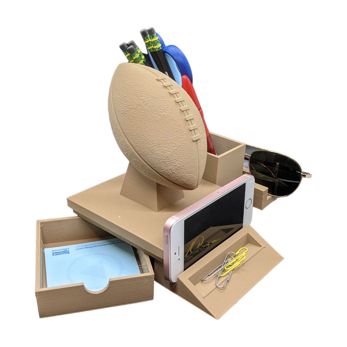 Football Desk Organizer Wood Desk Caddy White Desk - Etsy