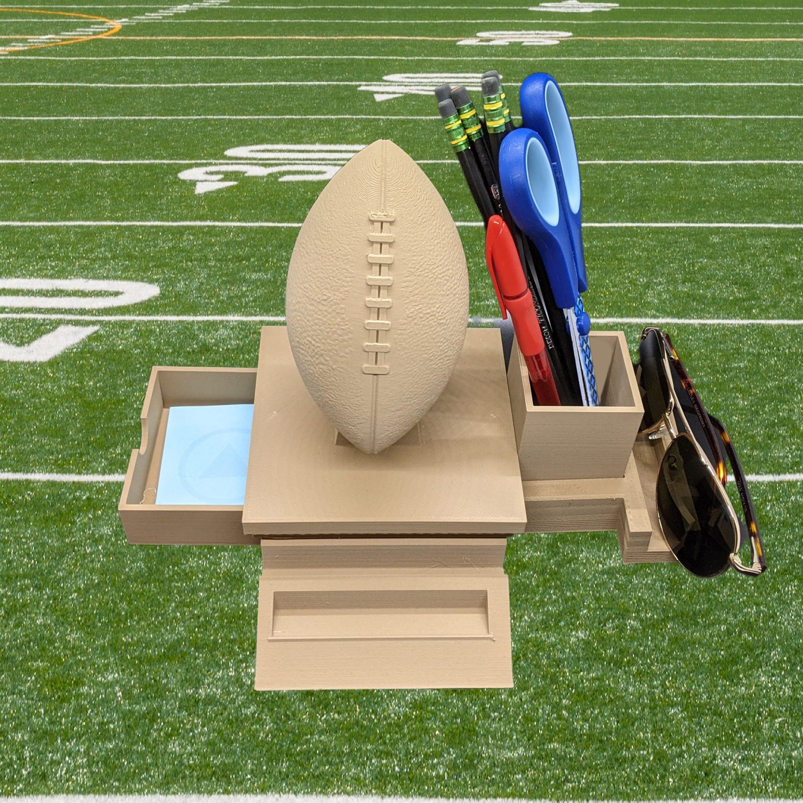 Football desk organizer Wood desk caddy White desk | Etsy