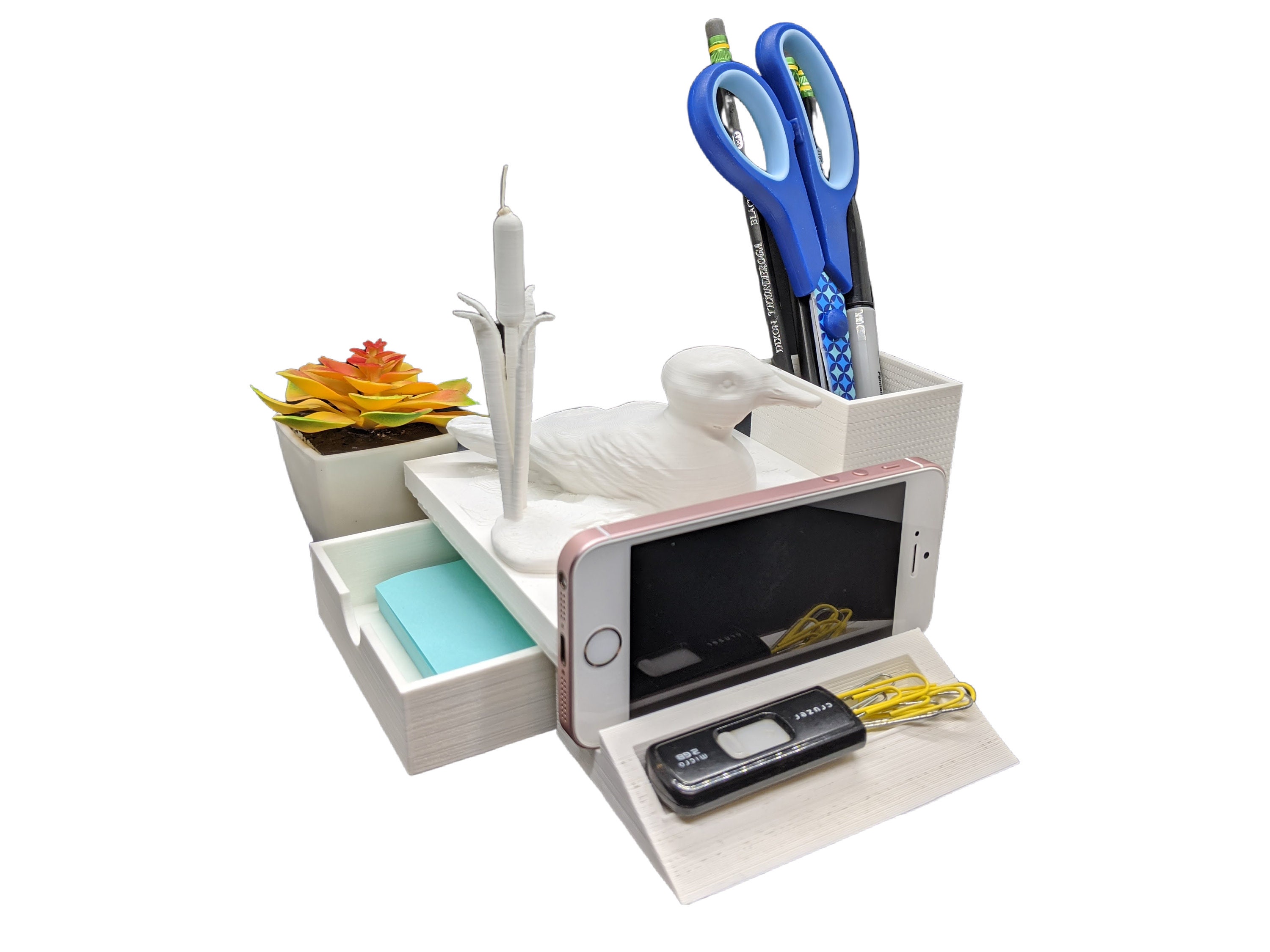 Duck Desk Organizer Wood Desk Caddy White Desk Organizer 3D Printed ...