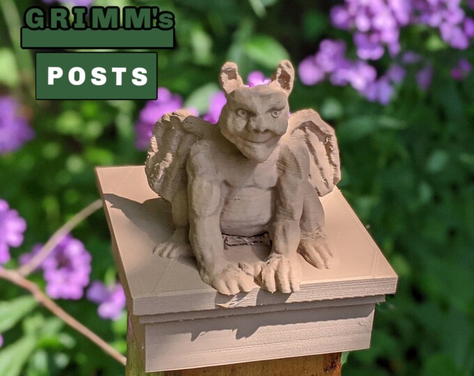Gargoyle Fence Post Topper 4x4 PVC Vinyl or Wood Garden Gargoyal Statue ...