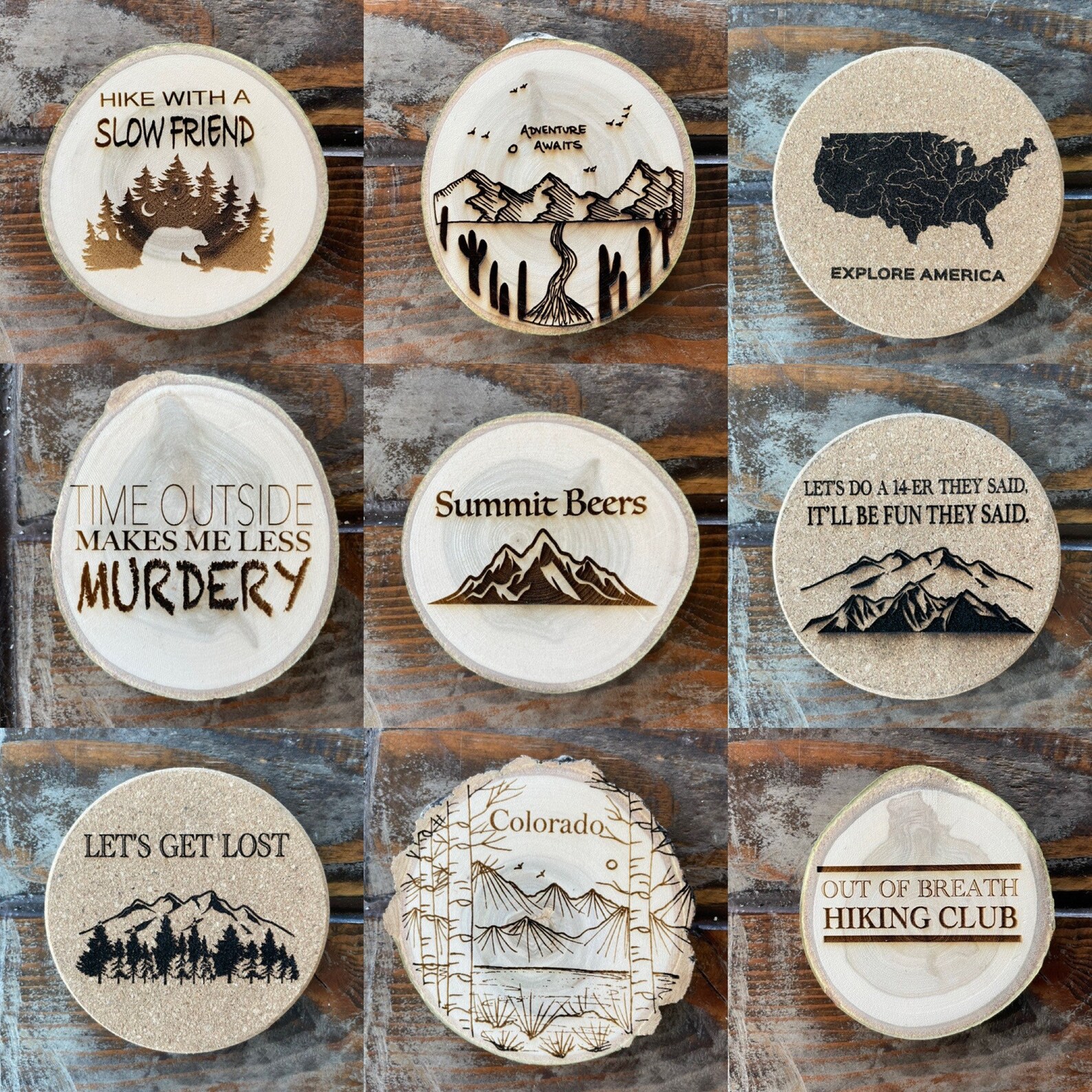 Hiking Coaster Sets Adventure Awaits Colorado Coasters - Etsy