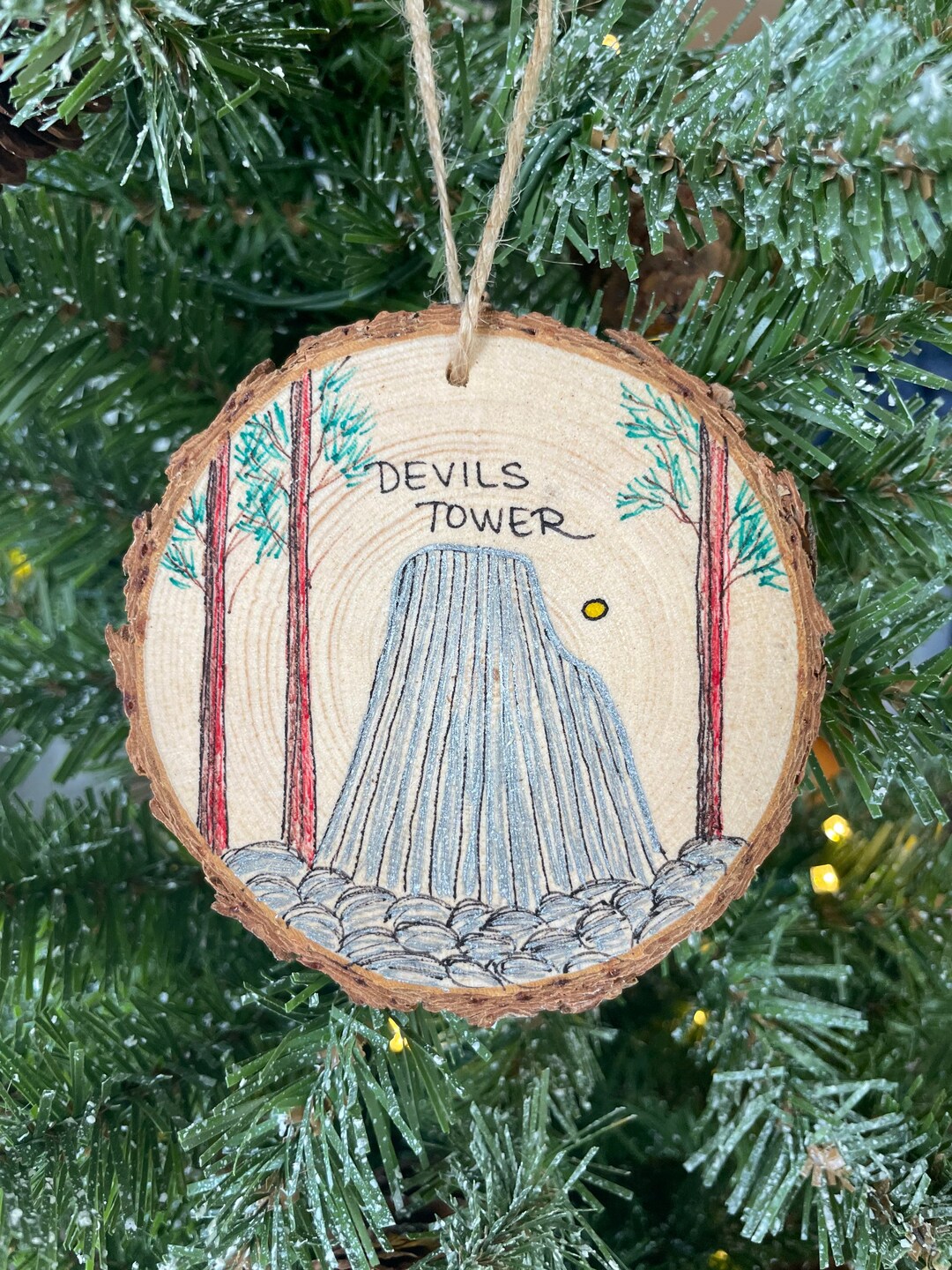 Handmade Devils Tower Ornament: Wyoming National Monument Wood Slice - Etsy