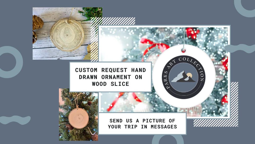 Custom Hand Drawn Ornament: Hand-painted Wood Slice, Destination ...