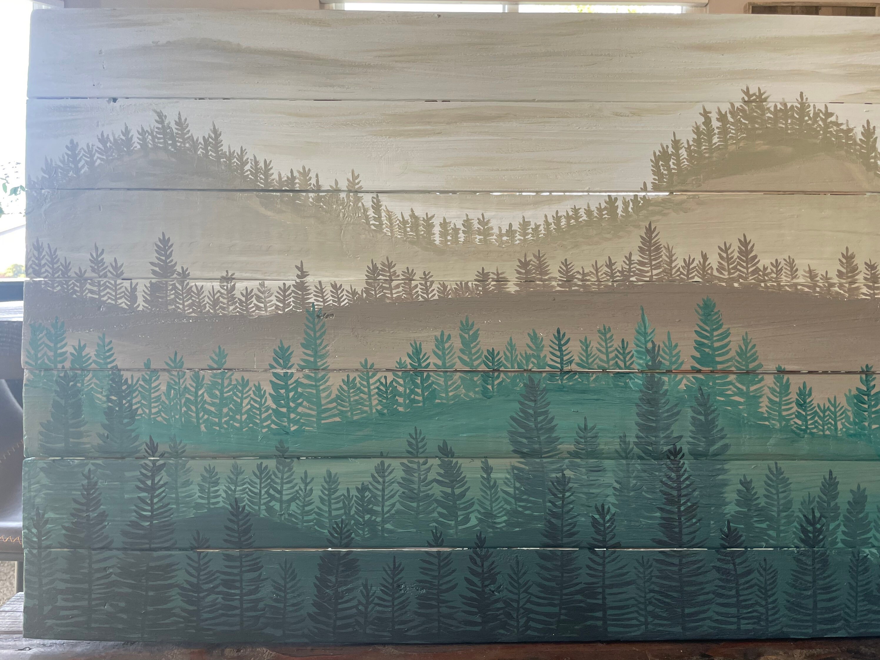 Forest Painting on Pallet Wood Mountain Decor Rustic Home | Etsy