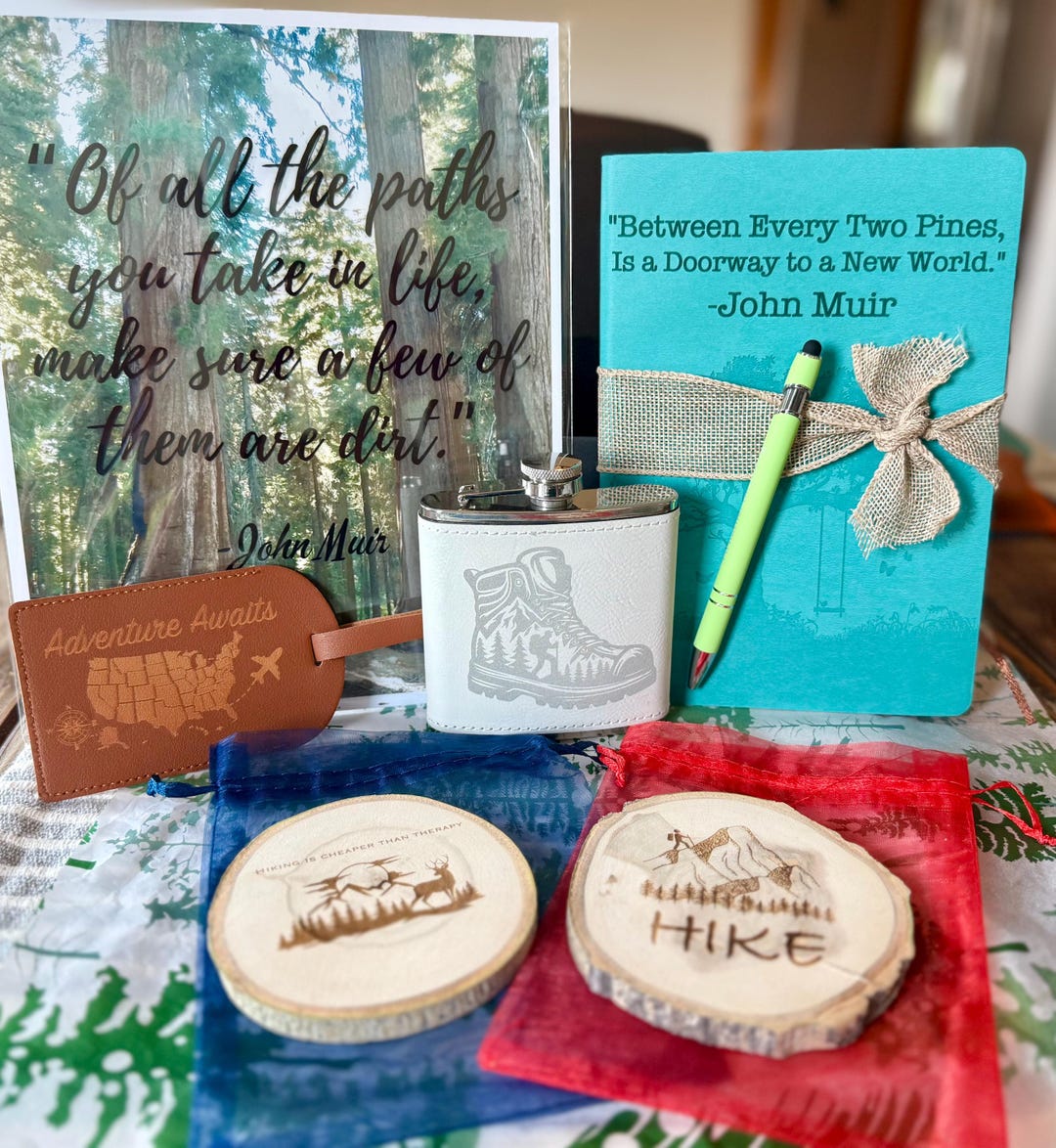 Hiker Gift Box: Adventure Flask, Coasters, Journal & Print - Colorado ...