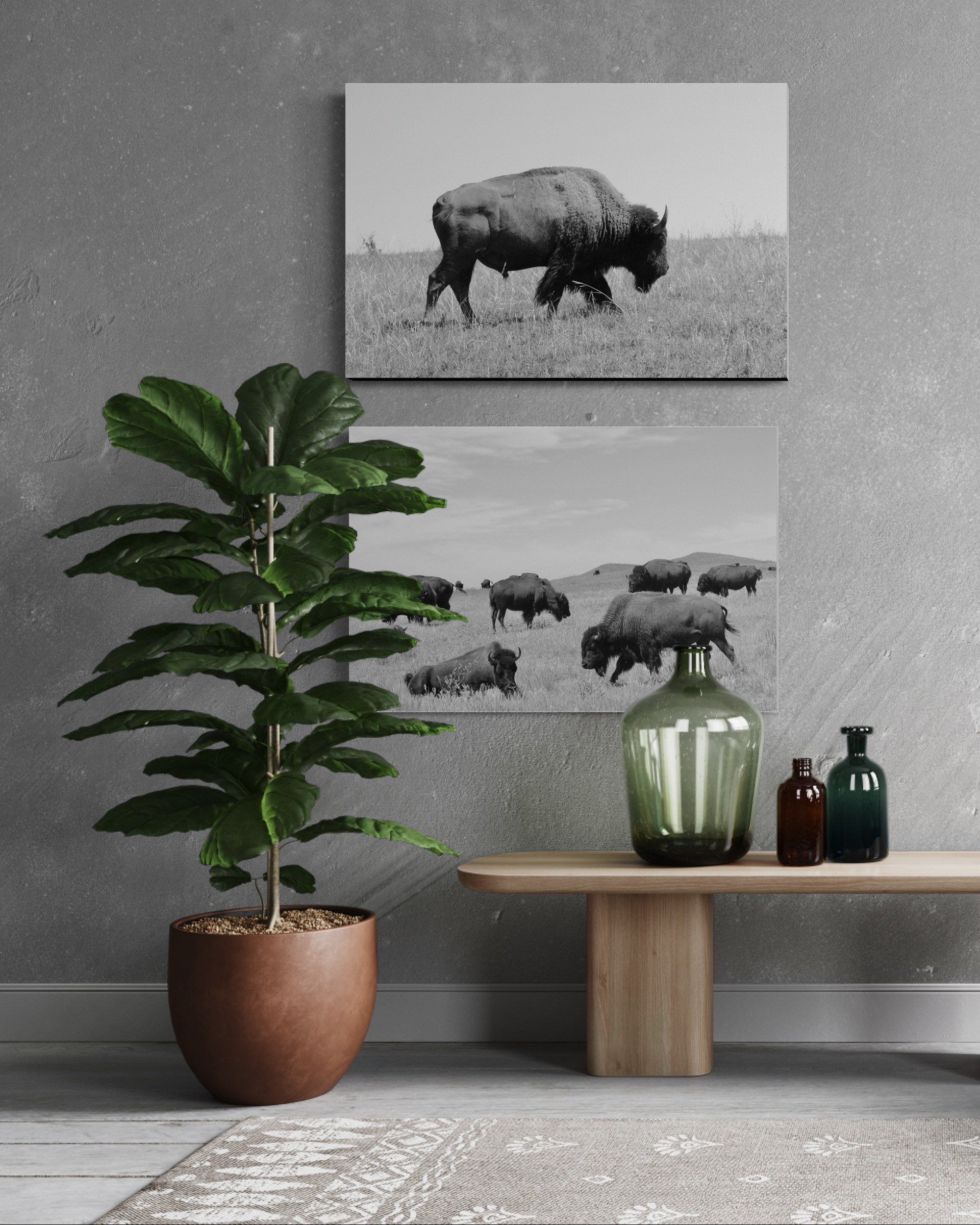 Black and White Bison Print Western Decor Buffalo Print - Etsy