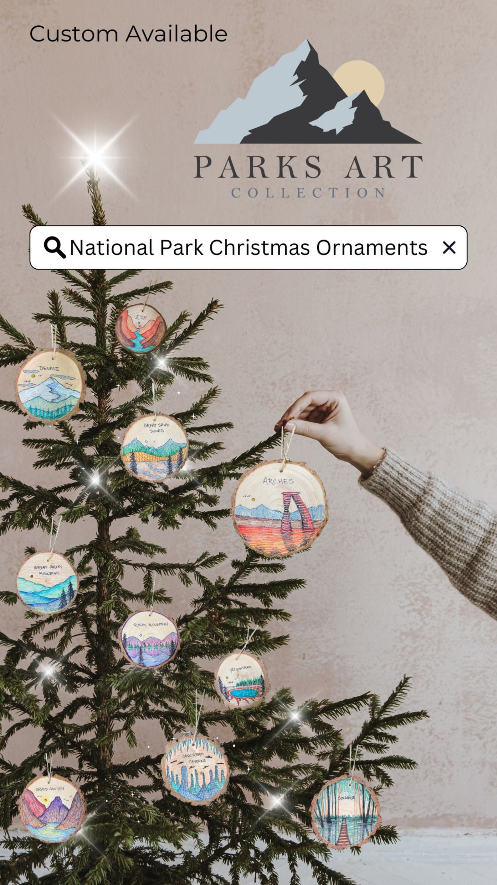 Sequoia National Park Christmas Ornament: Hand-painted Wood Slice Art ...