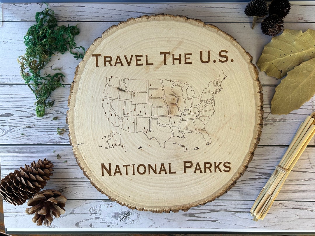 National Park Map Wood Wall Decor, National Park Traveler Gift, Wood ...