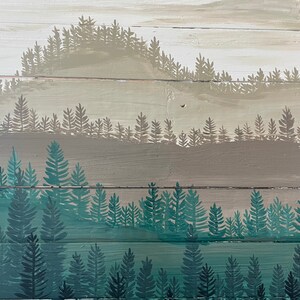Forest Painting on Pallet Wood, Mountain Decor, Rustic Home, Recycled ...