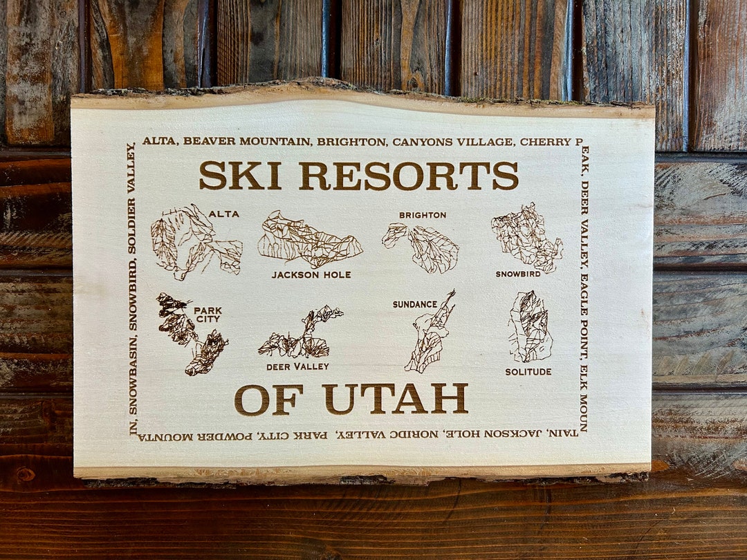 Ski Resorts of Utah Rustic Wood Wall Decor for Ski Lodge Home Alta Park ...