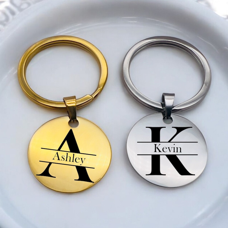 Initial Keychain - Etsy