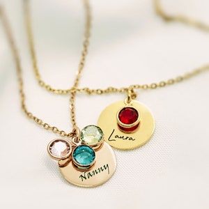 Gaga Necklace Personalized With Kids Birth Month Birthstones Gift for ...