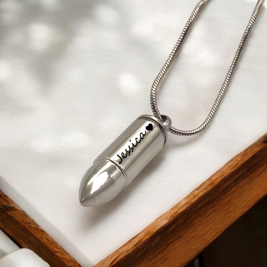 Bullet Urn Necklace for Human Ashes • Custom Cremation Jewelry •pet Urn ...