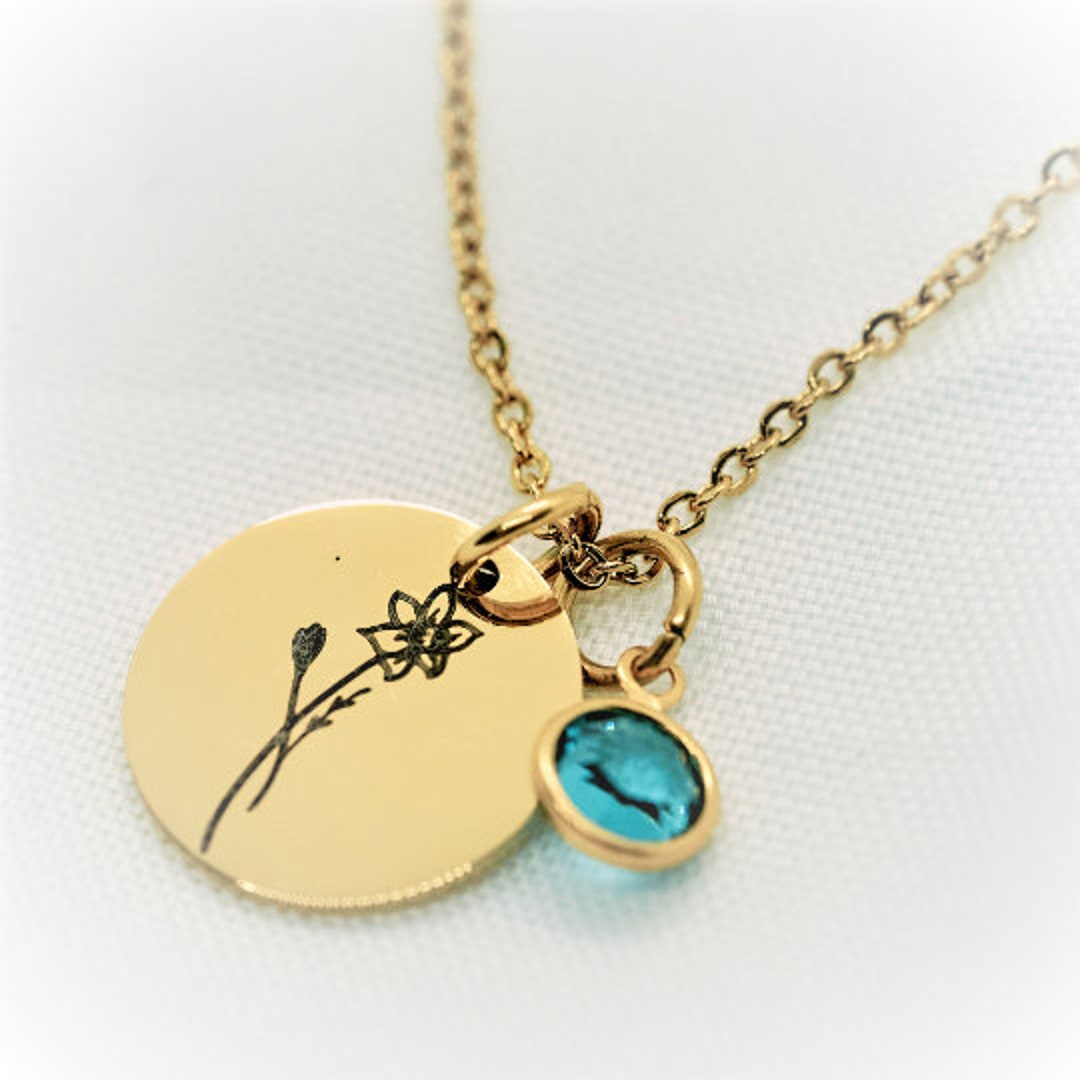 Simple Birth Month Necklace Birth Flower Necklace Personalized - Etsy