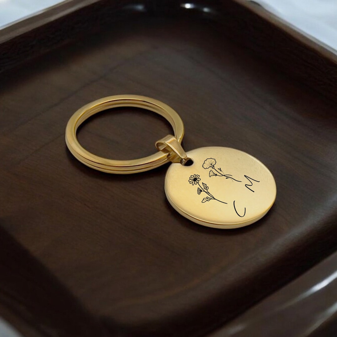 Custom Birthflower Keychain – Personalized Keychain for Women or Mom ...