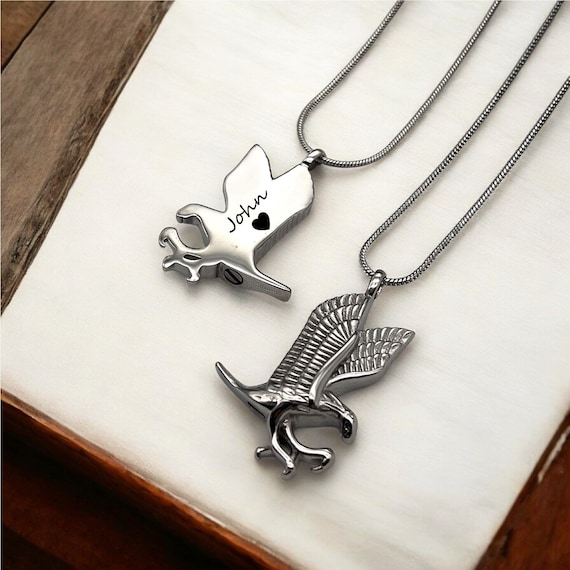 Personalized Eagle Cremation Jewelry Urn Necklace Custom Pet Urn Memorial Jewelry Ashes Necklace With Free Funnel Kit and Bag Etsy