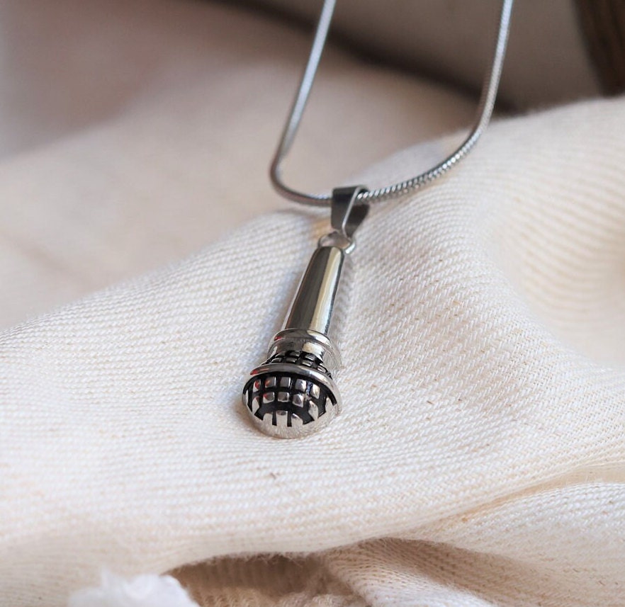 Personalized Microphone Cremation Jewelry Urn Necklace | Etsy
