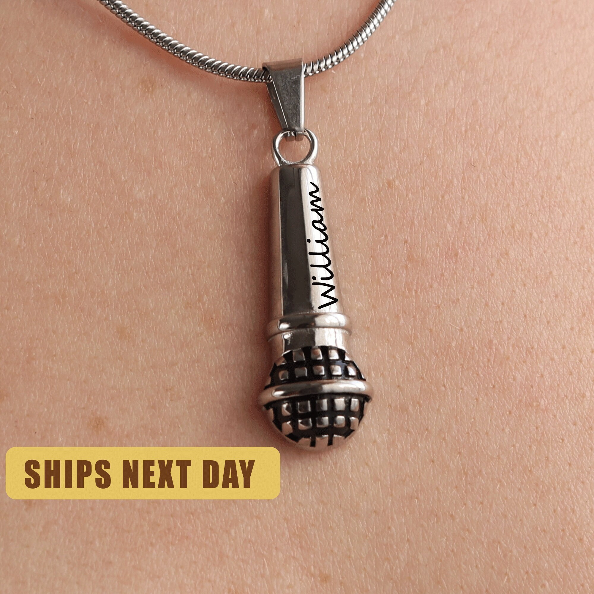 Personalized Microphone Cremation Jewelry Urn Necklace | Etsy