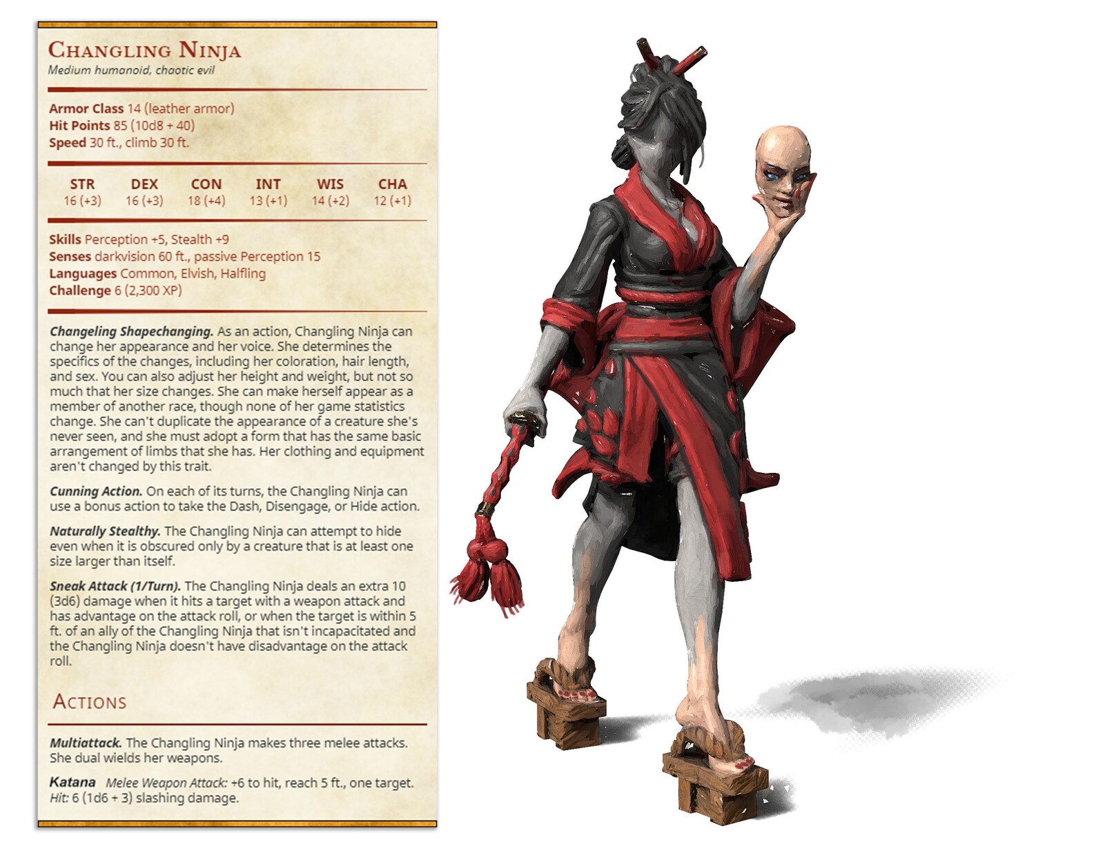 The Faceless Changeling Ninja Printed Obsession Tabletop - Etsy