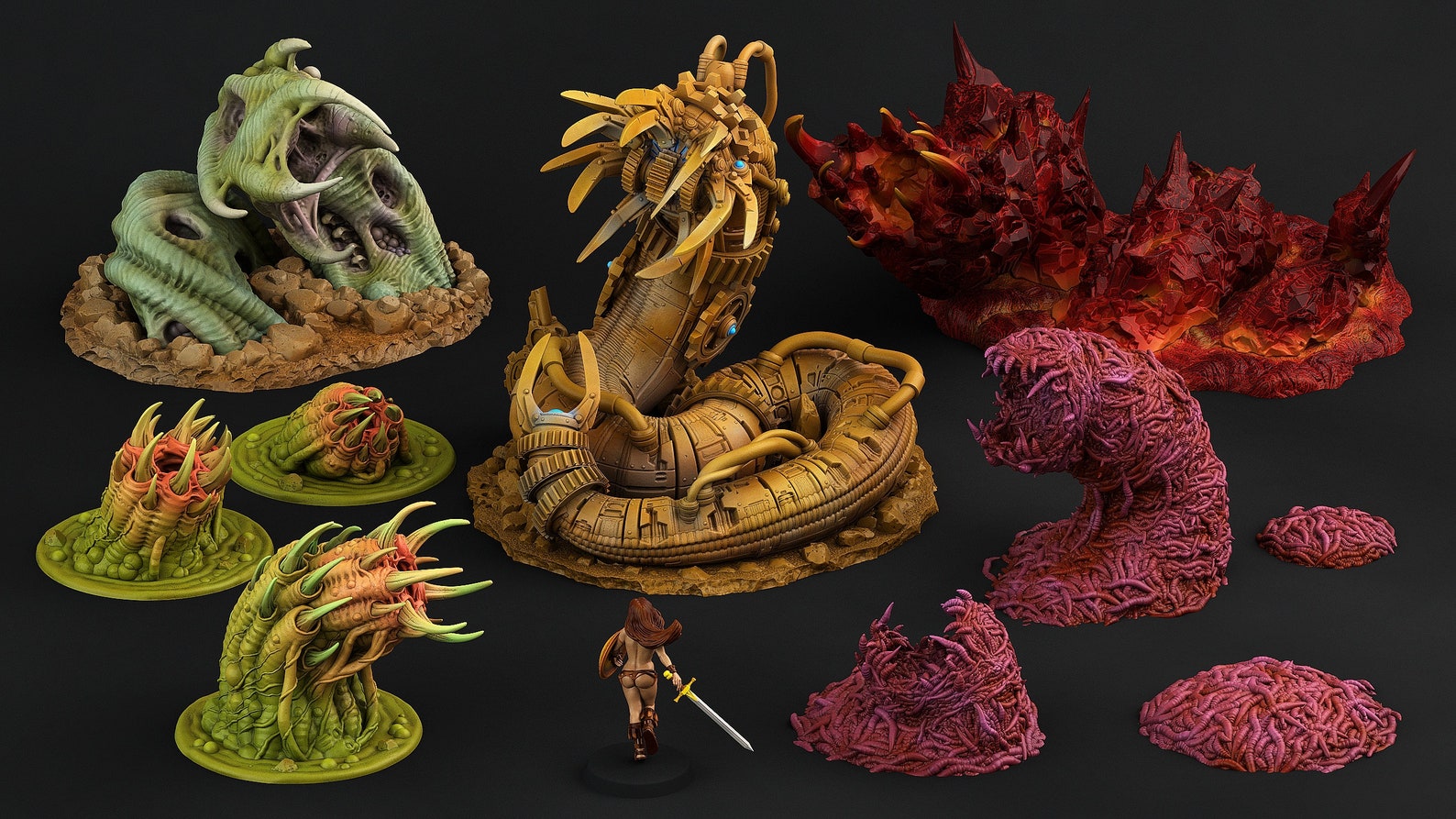 Worm Swarm set Total Worms II Print Your Monsters - Etsy